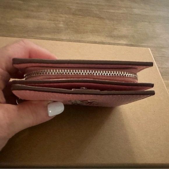 Coach | Bags | Coach Pink Pebbled Leather Snap Wallet With Sundae ...